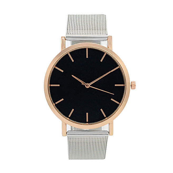 Buy/Send Chic Silver Mesh Strap Watch Online- FNP