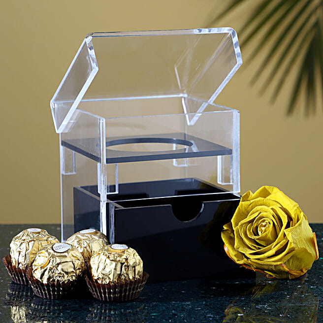 Buy/Send Olive Green Forever Rose & Chocolates Combo Online- FNP