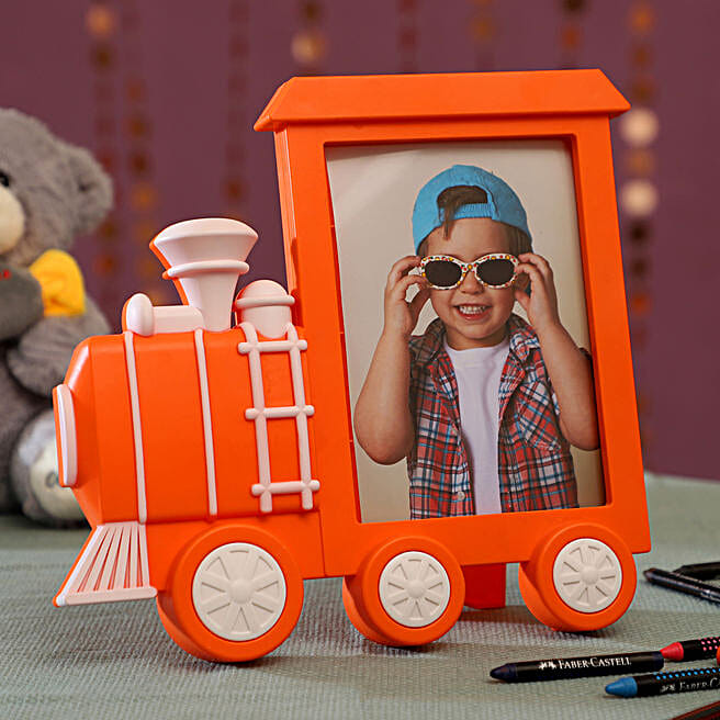 Buy/Send Personalised Orange Train Photo Frame Online- FNP