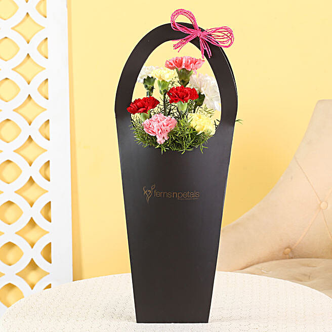 Buy/Send Mixed Colored Carnations Arrangement Online- FNP