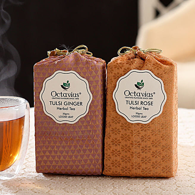 Buy/Send Tulsi Rose & Tulsi Ginger Whole Leaf Tea Online- FNP