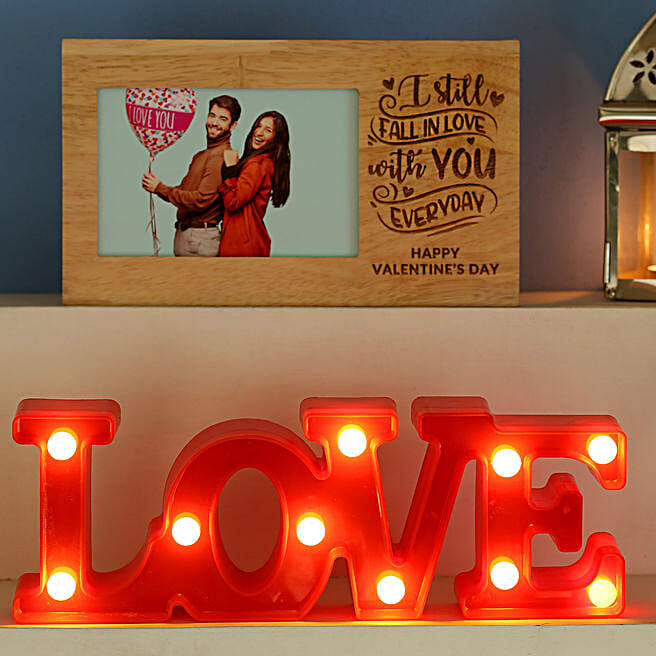 Buy/Send Personalised Frame & Love LED Light Online- FNP