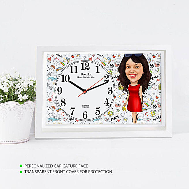 Buy/Send Personalised Girl Caricature Wall Clock Online- FNP