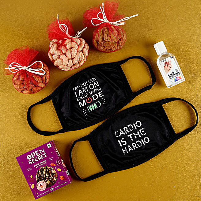 Buy/Send Graffiti Face Mask With Sanitizer & Nuts Combo Online- FNP