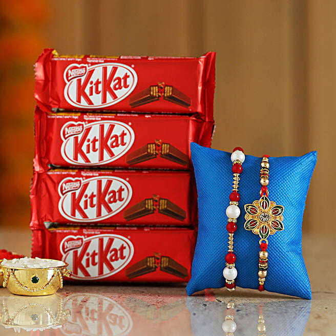 Buy/Send Designer Rakhi & Kit Kat Combo Online- FNP