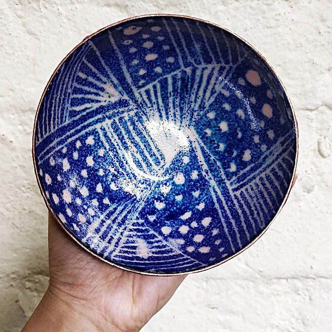 Buy/Send Blue Abstract Enamel Copper Bowl Online- FNP