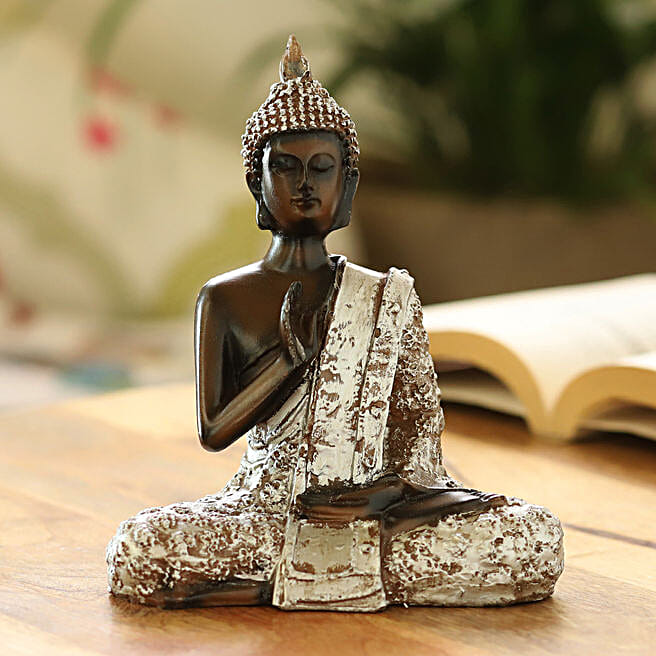 Buy/Send Brown & Silver Meditating Buddha Idol Online- FNP