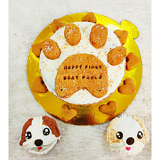 Buy/Send Dog Paw cake N 2 pupcakes Oats N Honey Online- FNP
