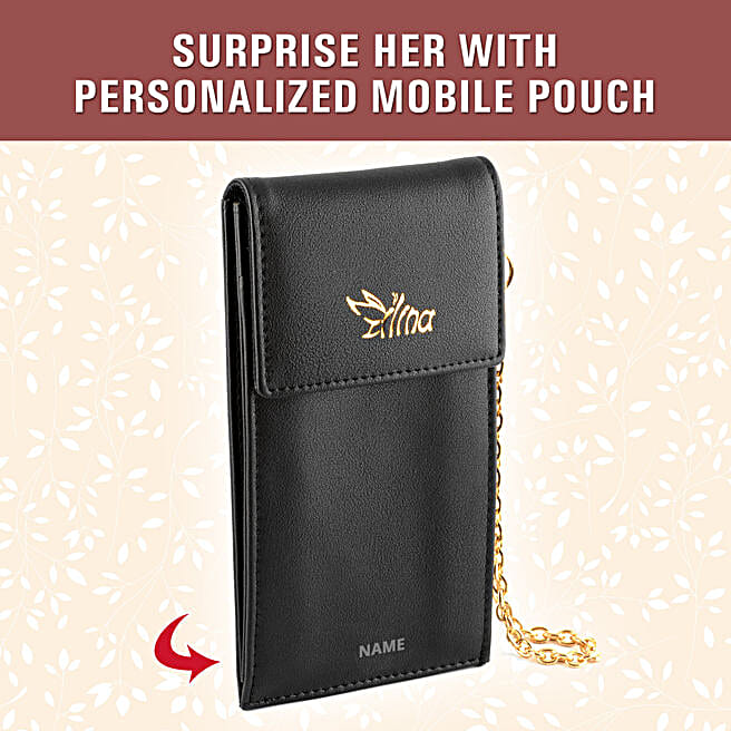 Buy/Send Personalised Black Phone Pouch Online- FNP