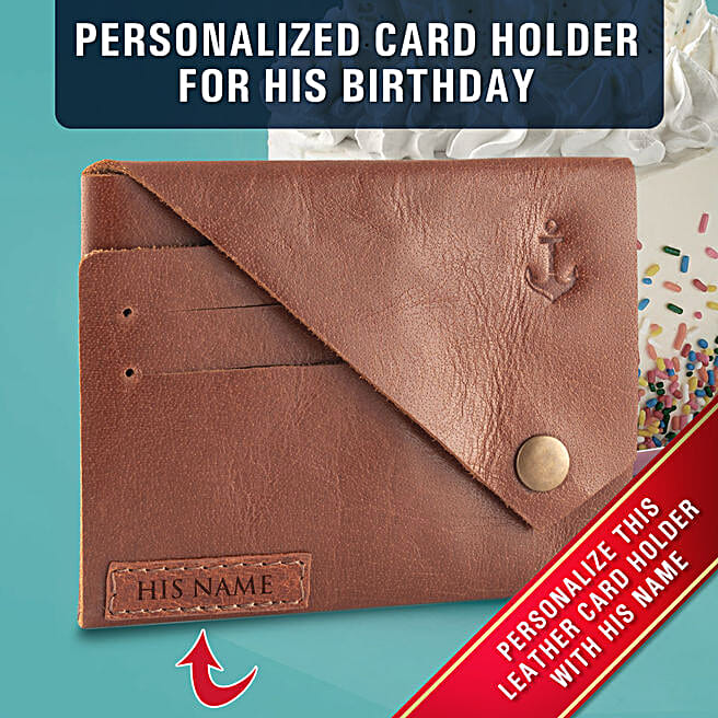 Buy/Send Personalised Leather Tan Pouch Online- FNP