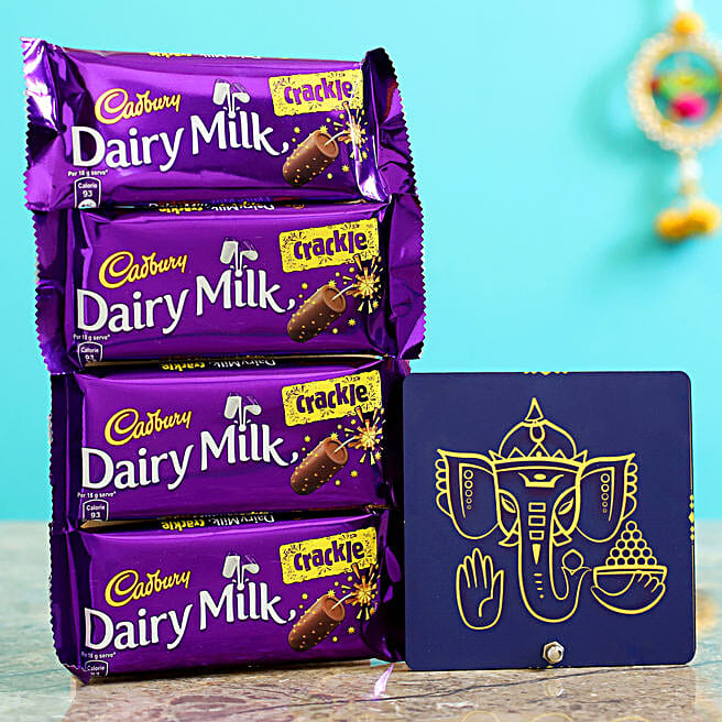 Buy/Send Fine Ganesha Table Top & Dairy Milk Crackle Online- FNP