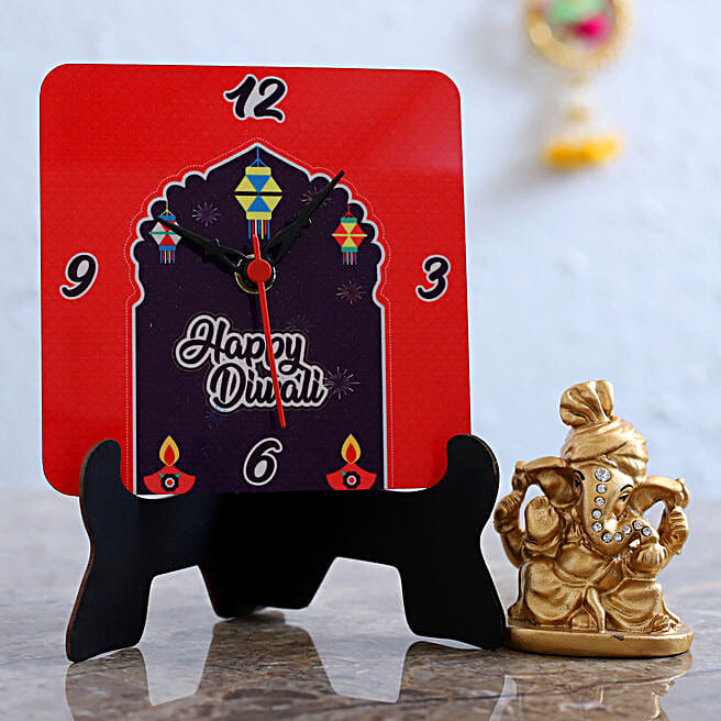 Buy/Send Printed Diwali Table Clock & Ganesha Idol Online- FNP