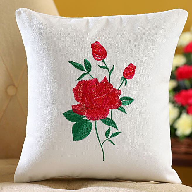 Buy/Send Beautiful Rose Embroidered Cushion Online- FNP