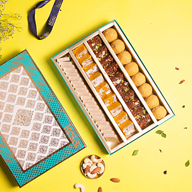 Buy/Send Pearl Rose & Peacock Desi Indian Assorted Sweet Box Online ...