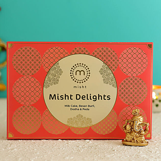 Buy/Send Misht Assorted Sweets & Ganesha Idol Diwali Combo Online- FNP