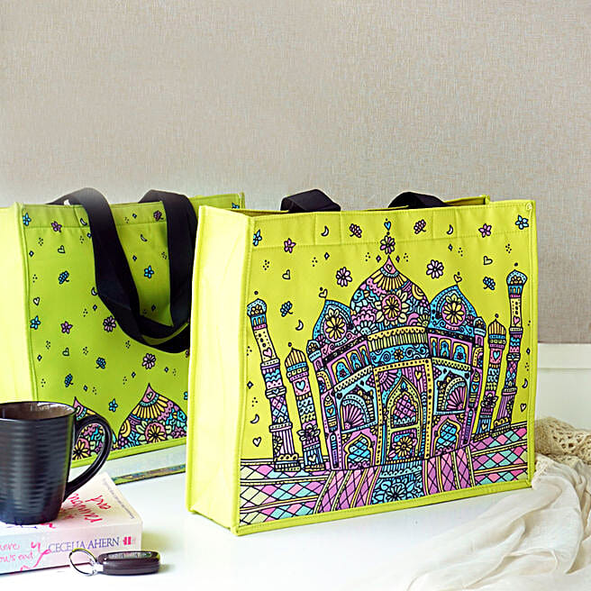 Buy/Send Quirky Taj Mahal Doodle Art Tote Bag Online- FNP