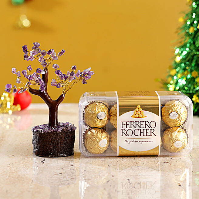 Buy/Send Amethyst Wish Tree & Ferrero Rocher Box Online- FNP