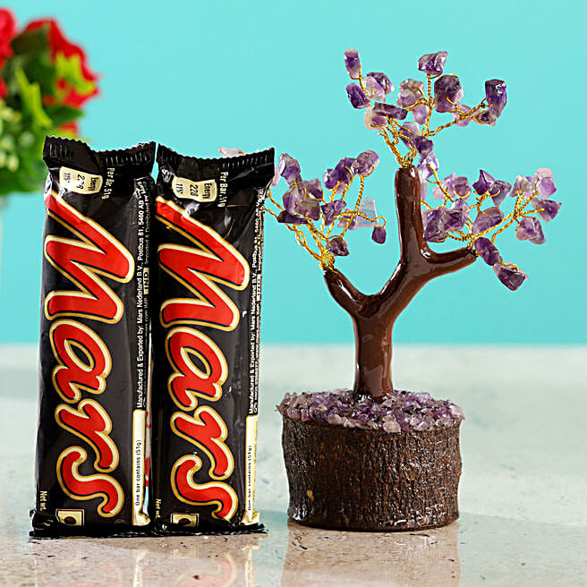 Buy/Send Amethyst Wish Tree & Mars Chocolate Online- Ferns N Petals
