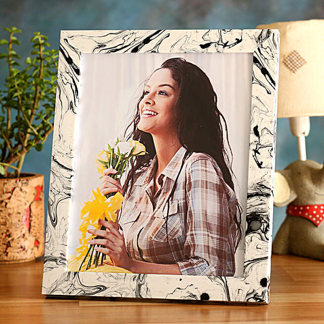 Buy/Send Personalised Black Resin Pattern Photo Frame Big Online- FNP