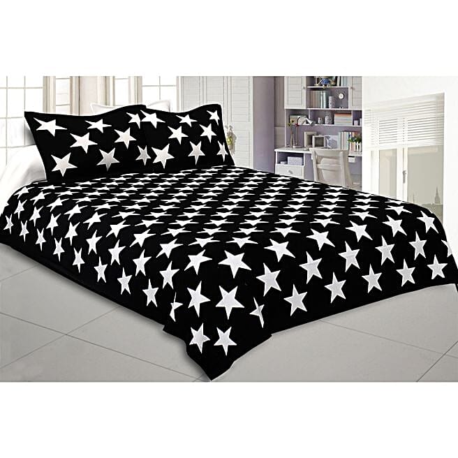 Buy/Send Shining Stars At Night Black Bedsheet Set Online- FNP