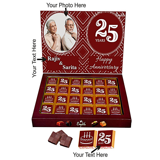 Buy/Send Personalised 25th Anniversary Chocolate Box Online- FNP
