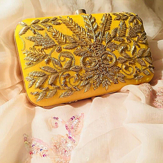 Buy/Send Yellow Clutch Bag Online- FNP