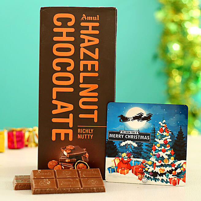 Buy/Send Christmas Table Top & Amul Hazelnut Chocolate Online- FNP