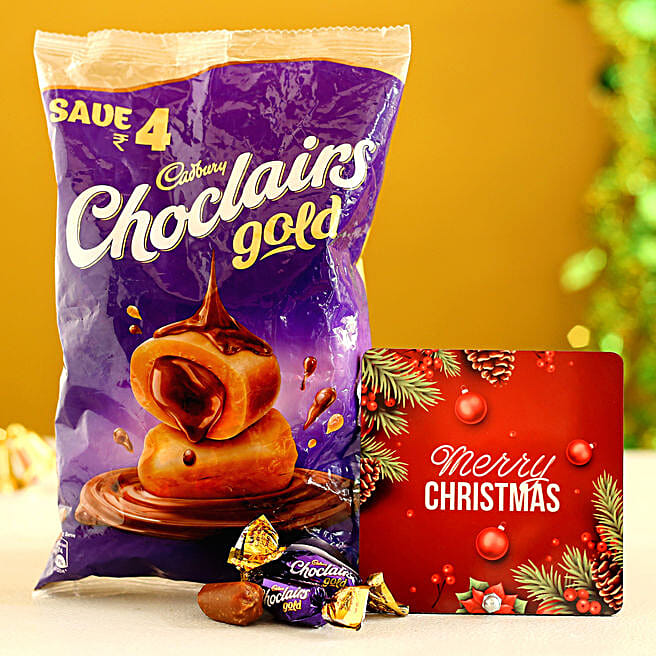 Buy/Send Merry Christmas Table Top & Cadbury Choclairs Combo Online- FNP