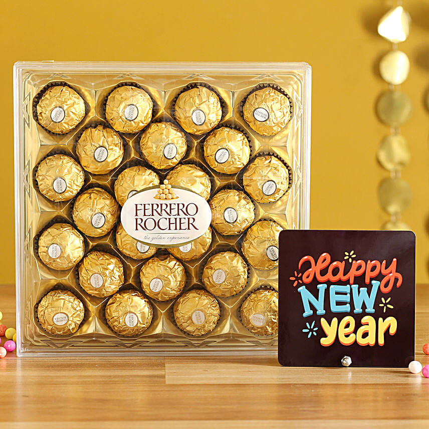 Buy/Send New Year Wishes Table Top & Ferrero Rocher Chocolate Box ...