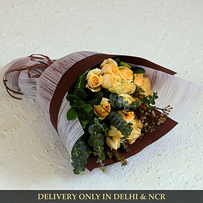 Buy/Send Gorgeous Peach Rose Bunch Online- FNP