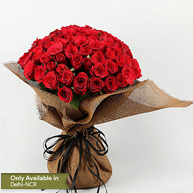 Buy/Send Hundred Red Roses Bunch Online- Ferns N Petals