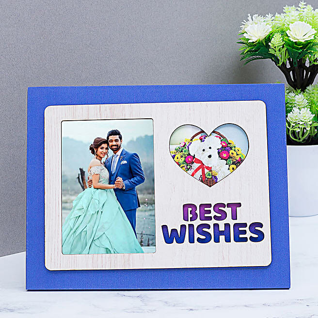Buy/Send Best Wishes Wooden Table-Top photo Frame Online- FNP