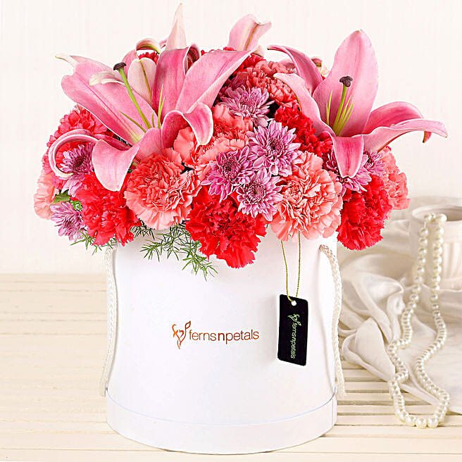 Buy/Send Exotic Lilies & Carnations Box Online- FNP