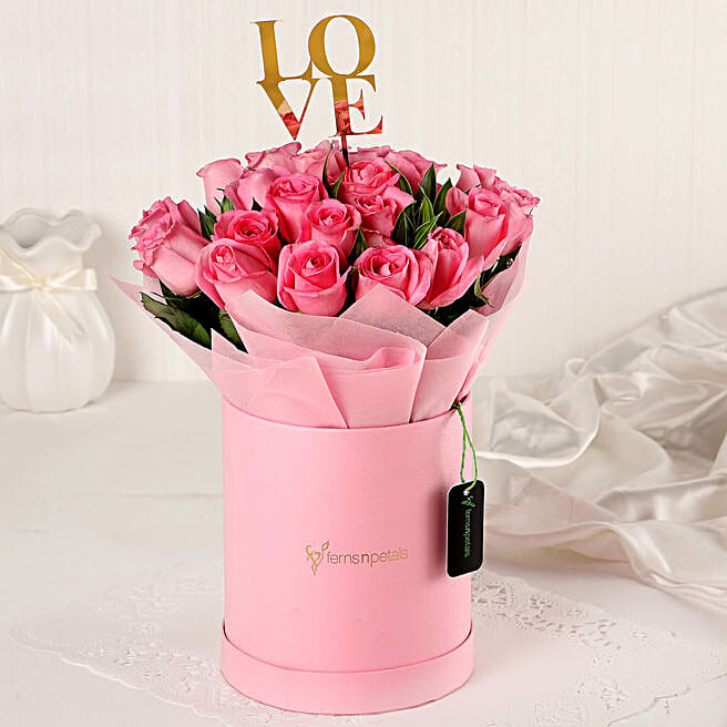 Buy/Send 21 Aqua Pink Roses Pink FNP Box Online- FNP