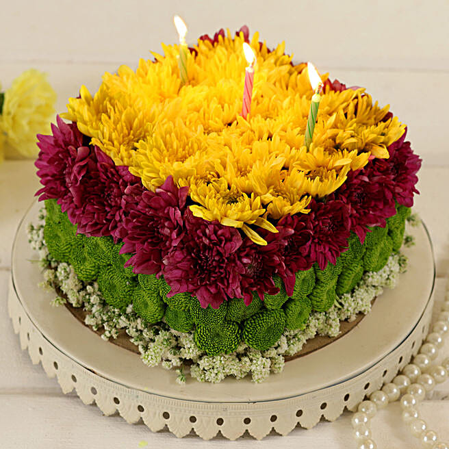 Buy/Send Mellowed Hues Floral Fantasy Cake Online- FNP