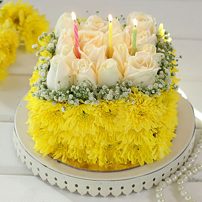 Buy/Send Roses & Daisies Floral Fantasy Cake Online- FNP