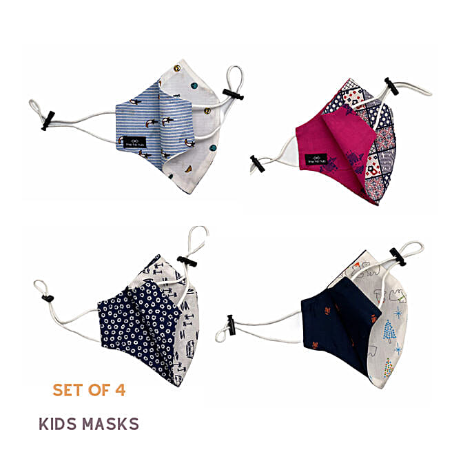 Buy/Send Set Of 4 Cotton Masks For Kids Online- FNP