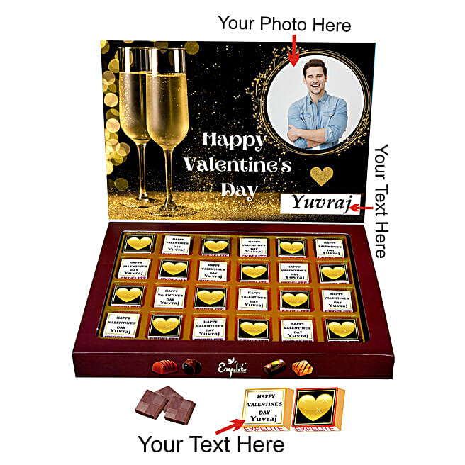 Buy/Send Personalised V-Day Photo And Name Chocolate Gift Box Online- FNP