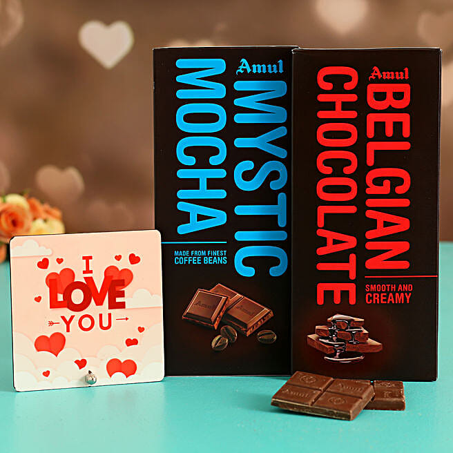 Buy/Send Amul Belgian & Mystic Chocolates With Table Top Online- FNP