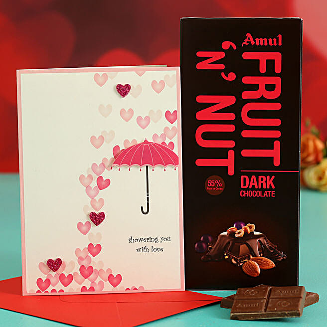 Buy/Send Amul Fruit N Nut Dark Chocolate With Greeting Card Online- FNP