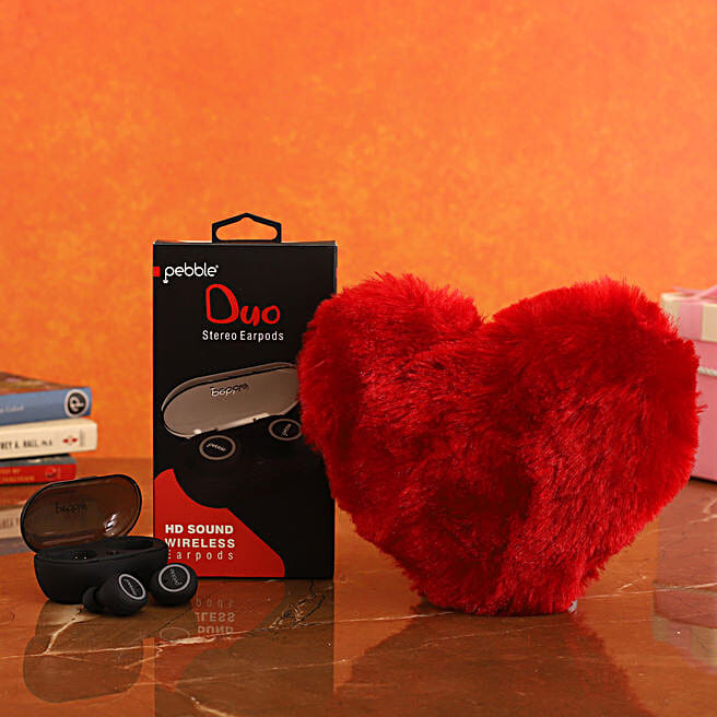 Buy/Send Pebble TWS Stereo Earpods & Red Heart Online- FNP