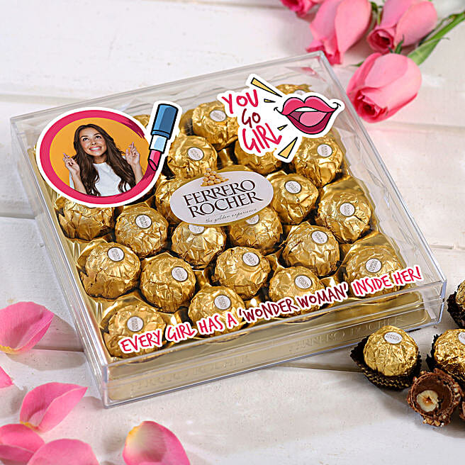 Buy/Send Women's Day Personalised Ferrero Rocher Box Online- FNP