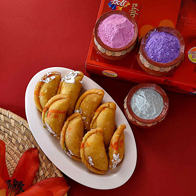 Buy/Send Delightful Combo Of Kesar Gujiya & Matki Gulal Online- FNP