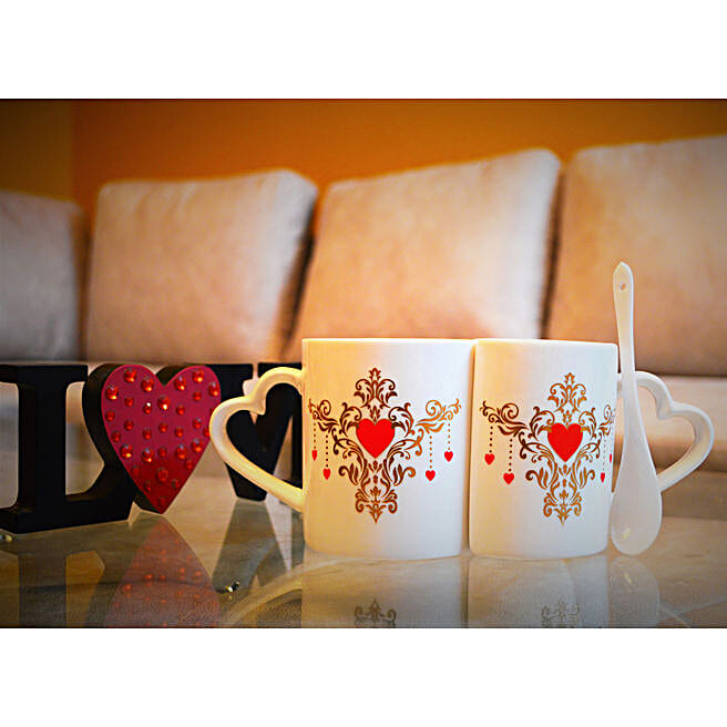 Buy/Send Heart Shape Handle Couple Mug Set Online- FNP