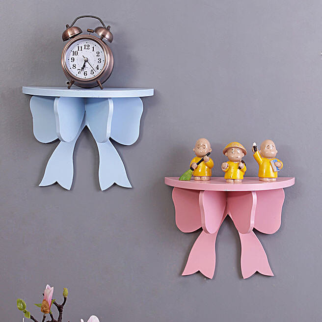 Buy/Send WISHTANK Ribbon Bow Shape Wall Shelves Combo Online- FNP