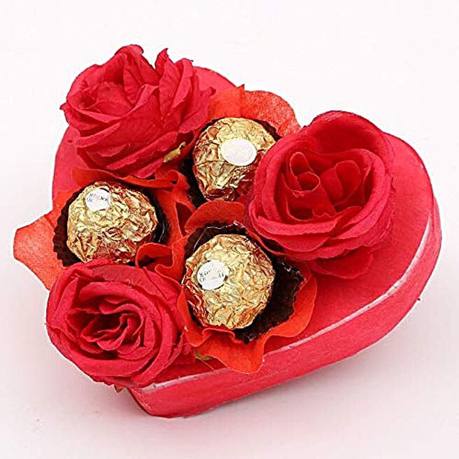 Buy/Send 3 ferrero rocher chocolate with red rose set Online- FNP