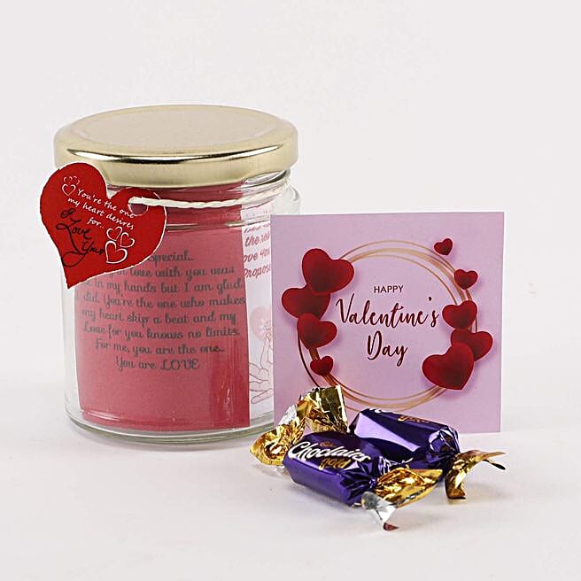 Buy/Send heart shape n messages in glass jar with tag Online- FNP