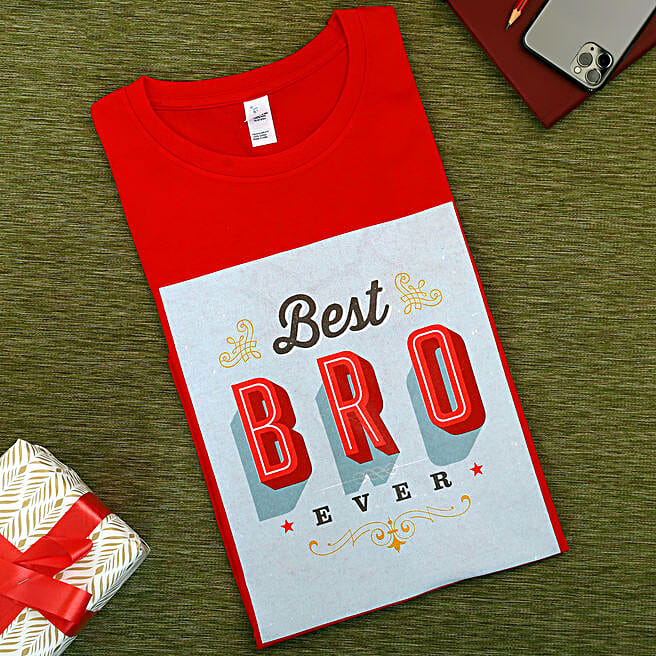 Buy/Send Best Bro Ever Red Cotton T-shirt Online- FNP