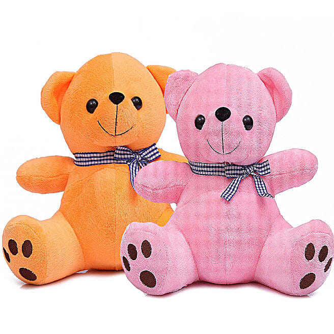 Buy/Send Poppy Teddy Bear Combo Orange Pink Online- FNP