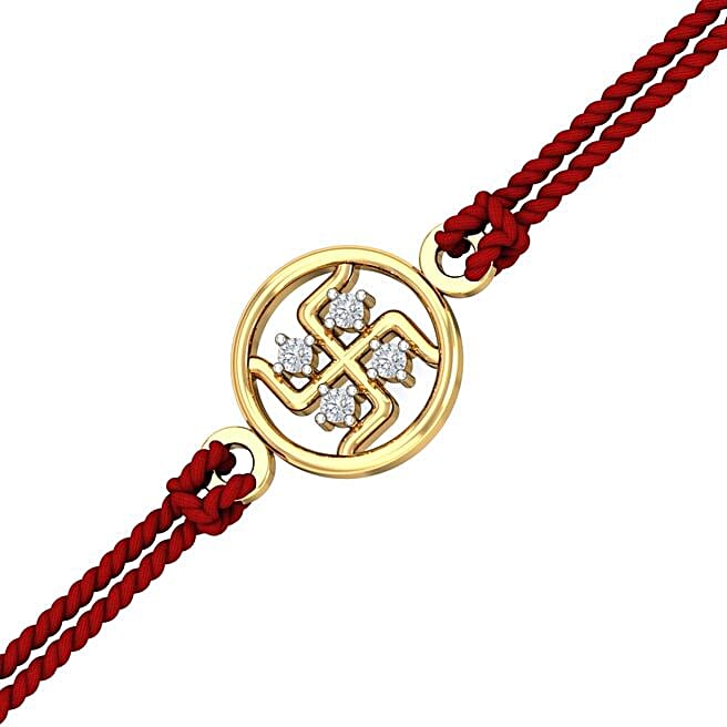 Buy/Send 18k Gold Spiritual Swastika Rakhi Online- FNP